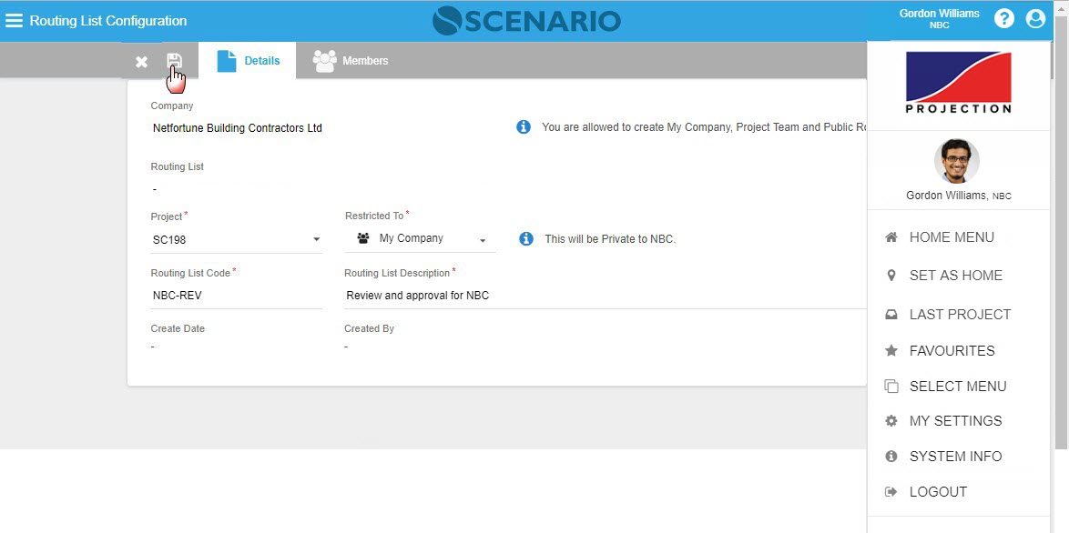 Routing List Configuration