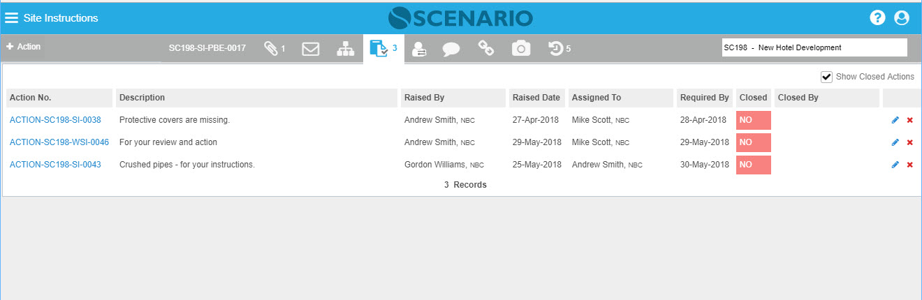 Actions Tab