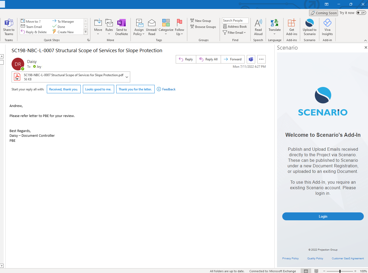 Installation & Initial Setup of Scenario for Outlook add-in